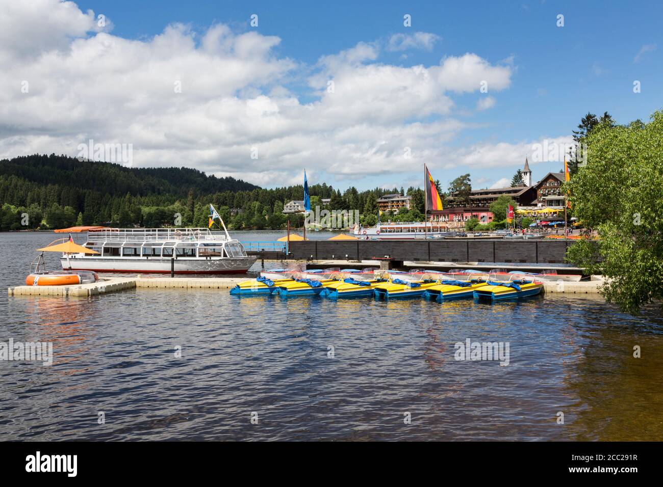 Germany, Baden Wuerttemberg, View of Titisee Lake and Black Forest ...