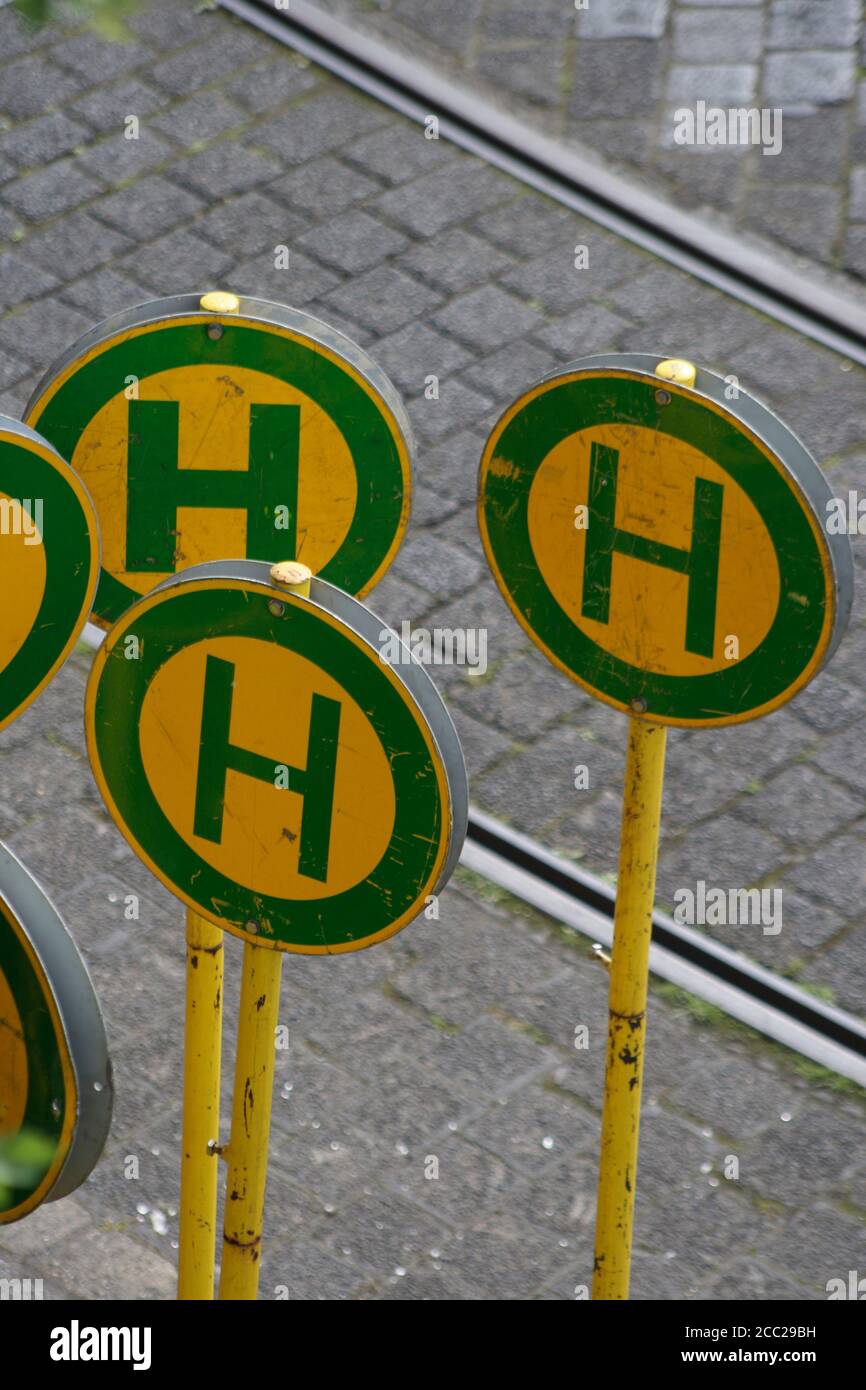 German Bus Stop Signs Stock Photo - Alamy