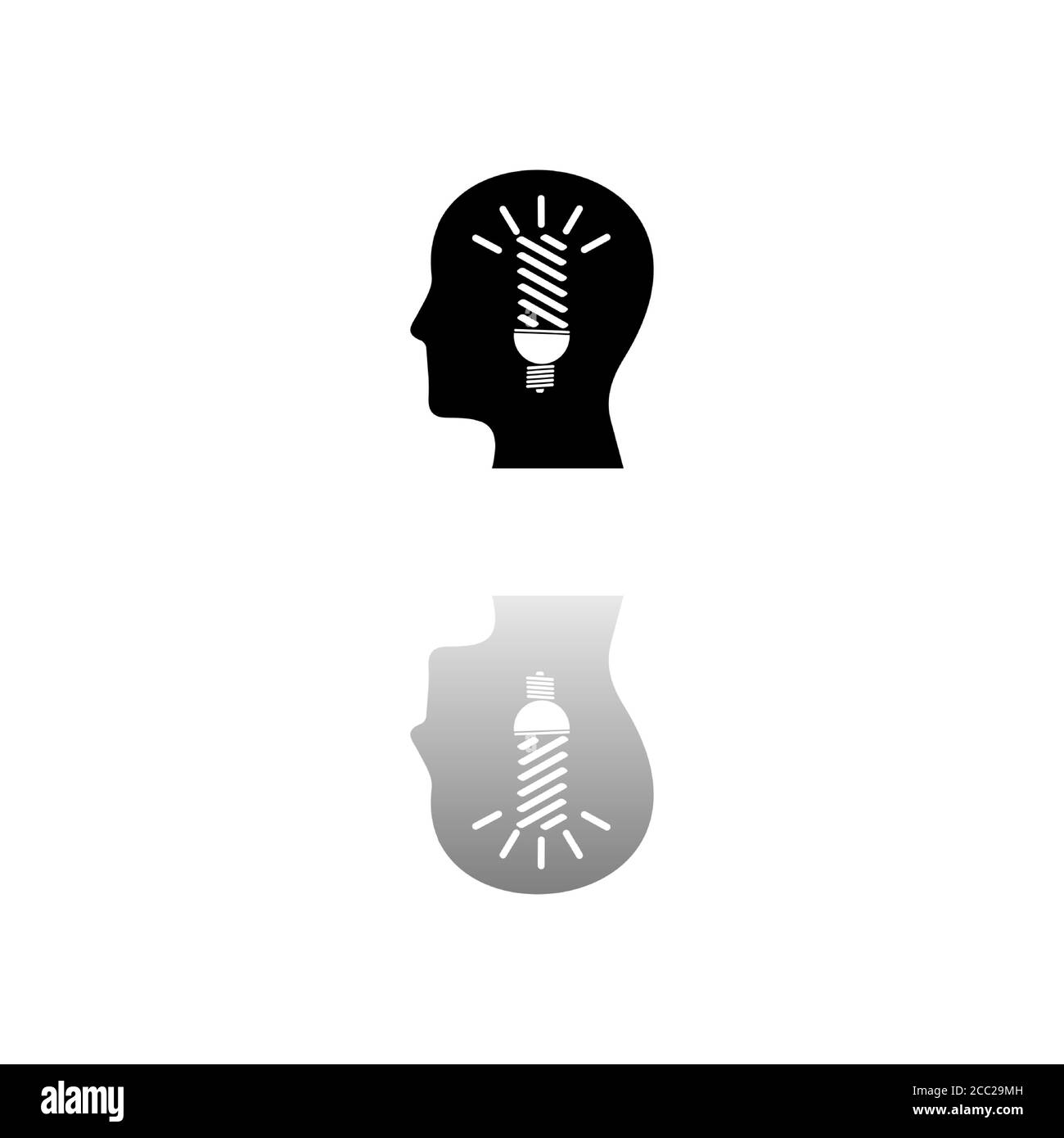 Head idea. Black symbol on white background. Simple illustration. Flat ...
