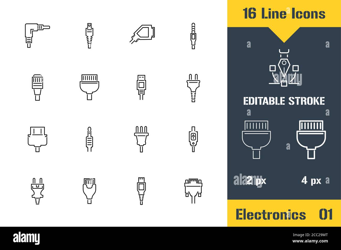 Wire Adapter Connector, Cable Plug. Thin line icon - Outline flat ...