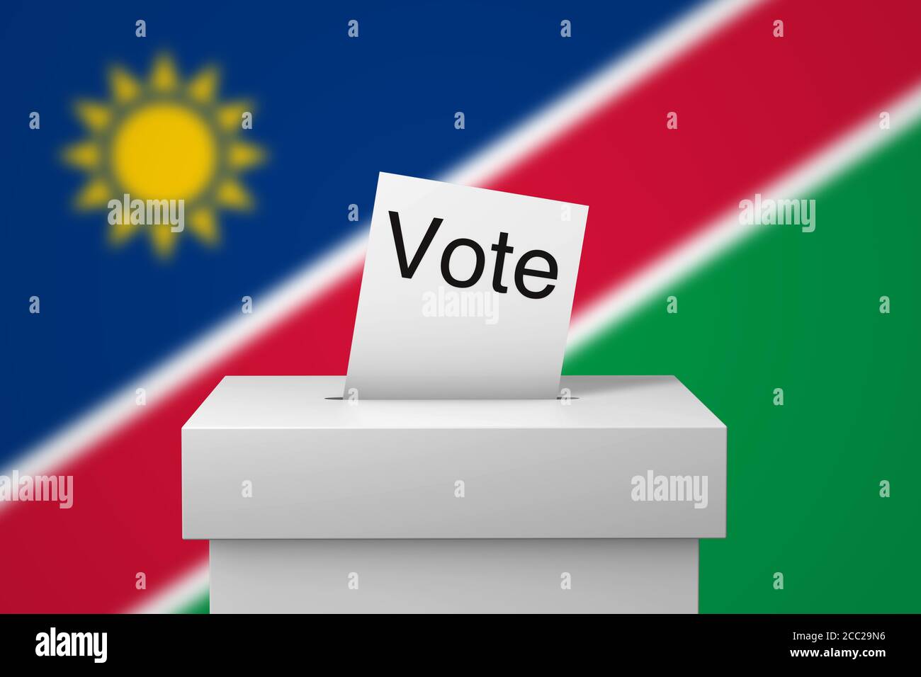 Namibia election ballot box and voting paper. 3D Rendering Stock Photo ...