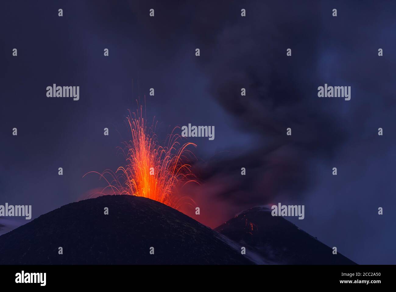 Italy, View of Lava erupting from Mount Etna Stock Photo - Alamy
