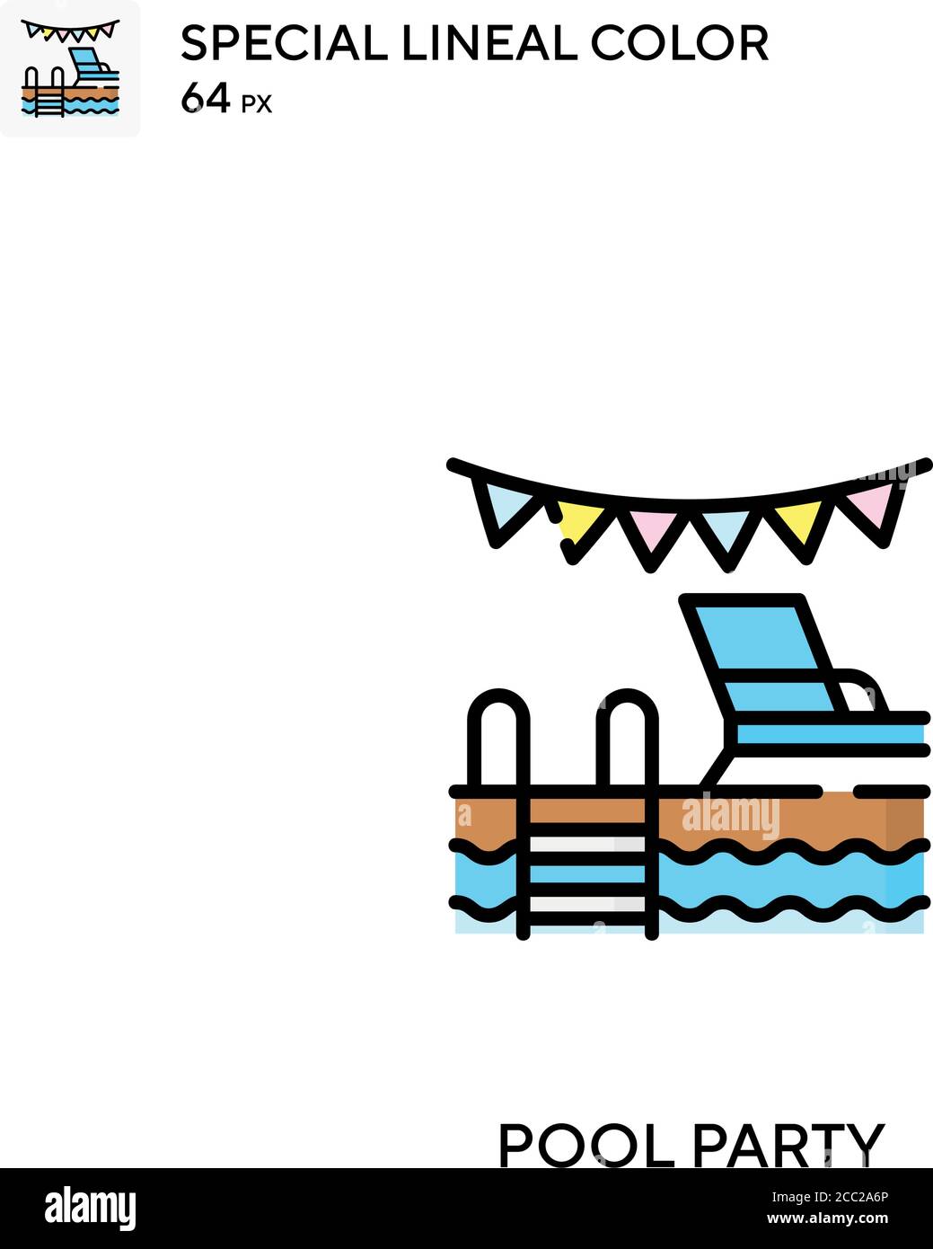 Pool party Special lineal color vector icon. Pool party icons for your ...