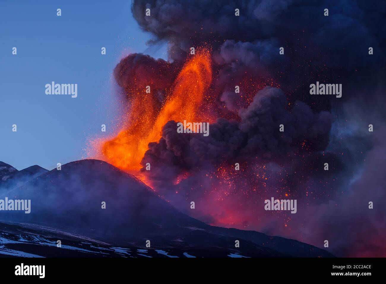 Italy, View of Lava erupting from Mount Etna Stock Photo - Alamy