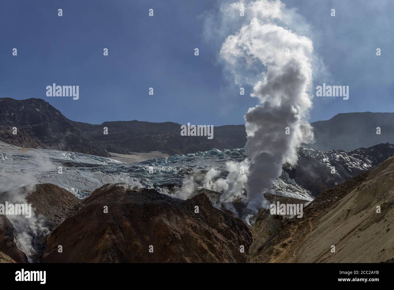 Russia, View of eruption at Mutnovsky volcano Stock Photo - Alamy