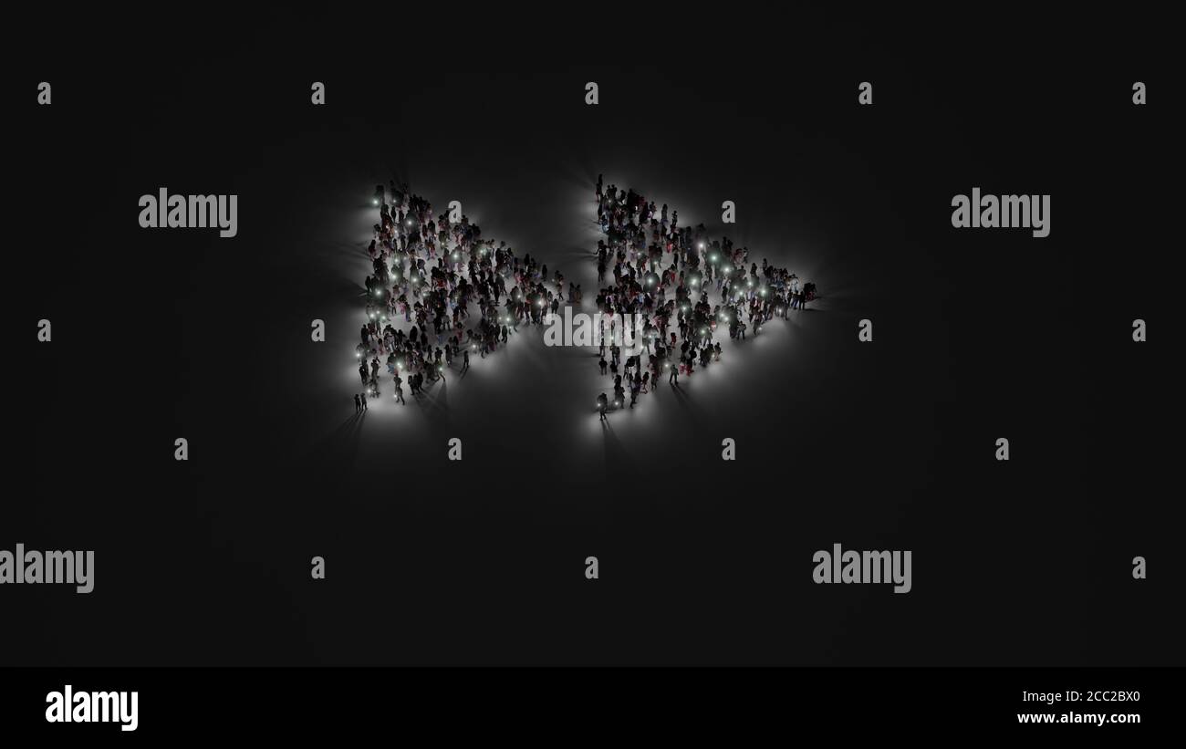 3d Rendering Of Crowd Of Different People With Flashlight In Shape Of