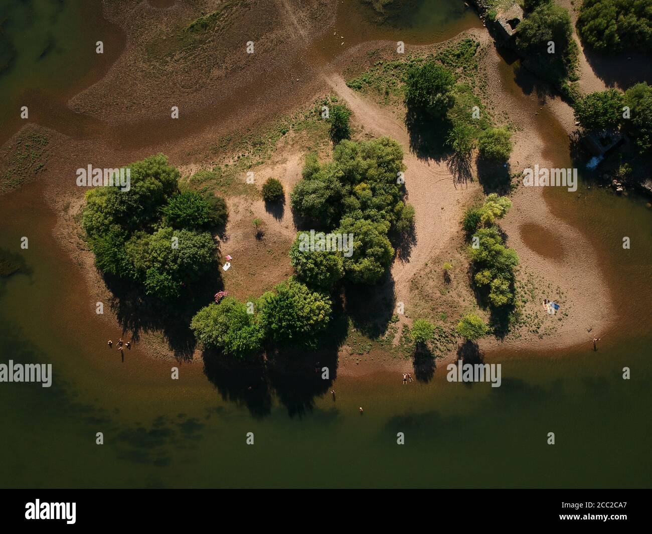 aerial view of a small island in a river Stock Photo - Alamy