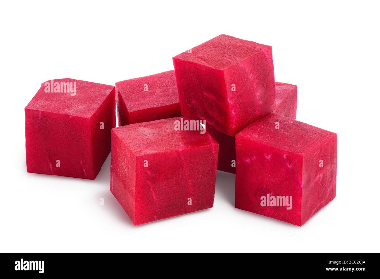 beetroot diced isolated on white background with clipping path and full ...