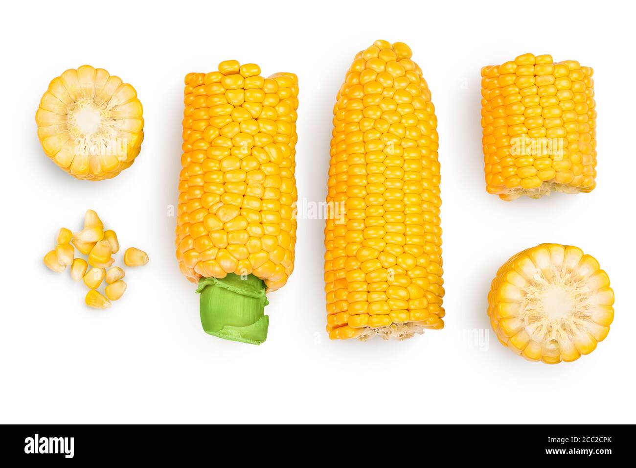 ear of corn isolated on a white background. Clipping path. Top view ...