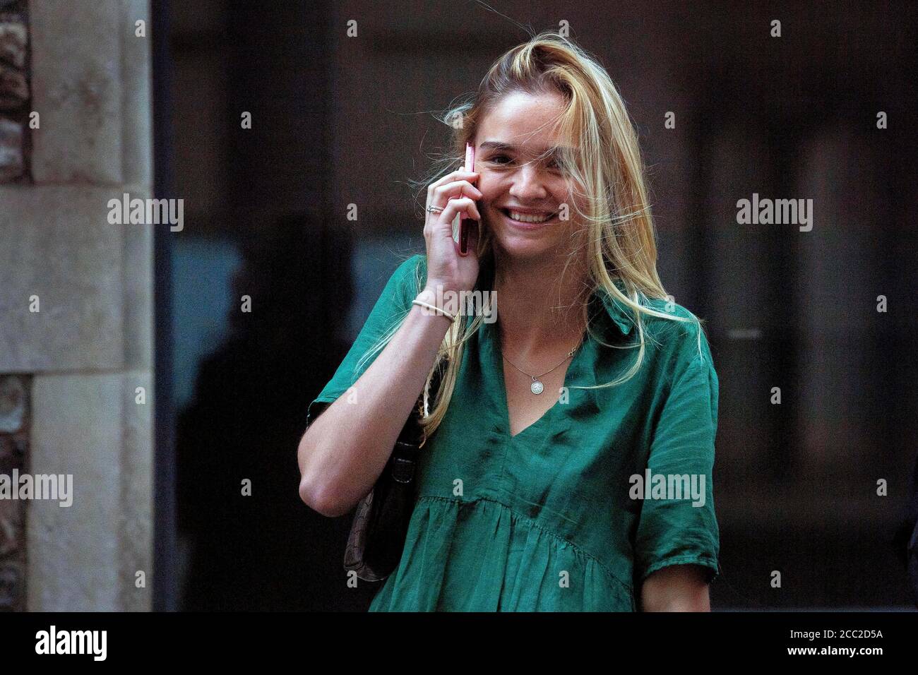 Georgia Hayes celebrates outside the Department for Education in London ...