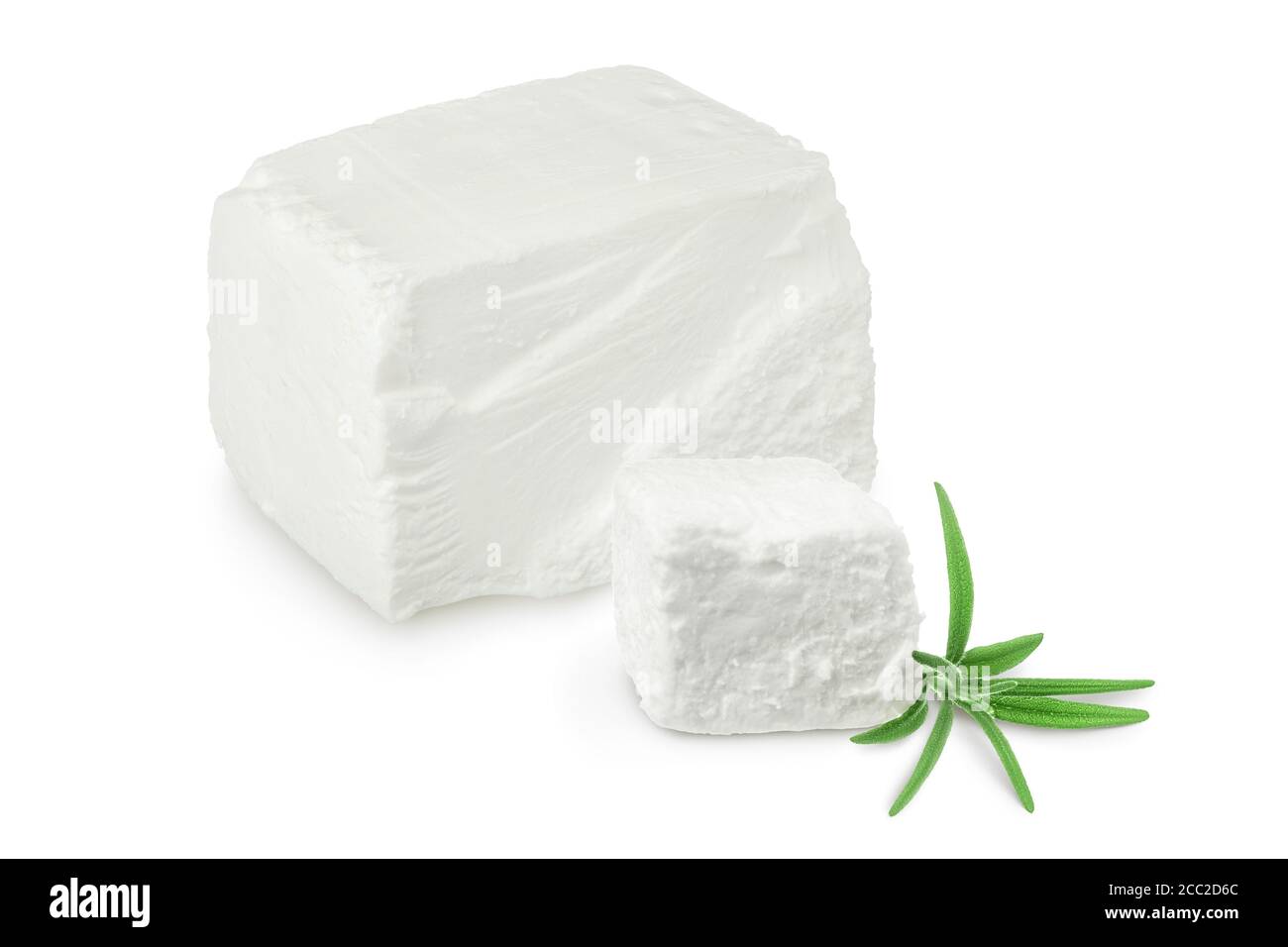 Feta cheese isolated on white background. With clipping path and full ...