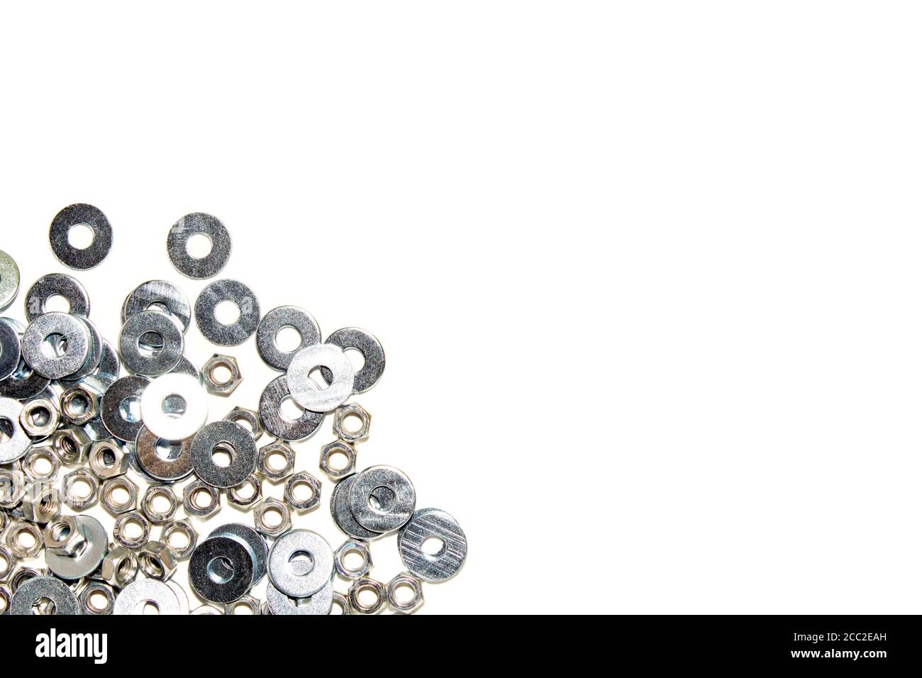 Metal washers on a white background Stock Photo - Alamy