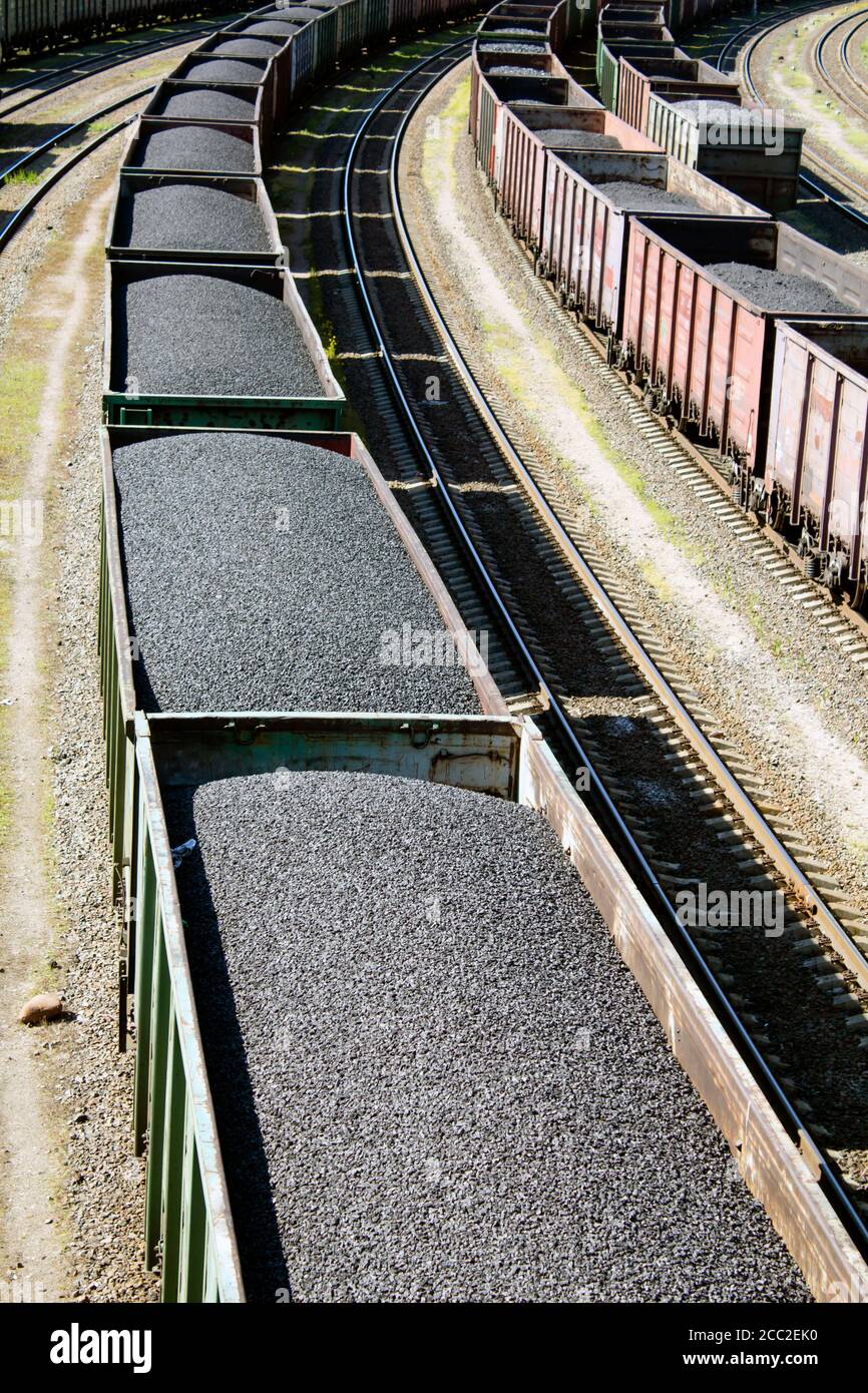 rail cars loaded with coal Stock Photo - Alamy