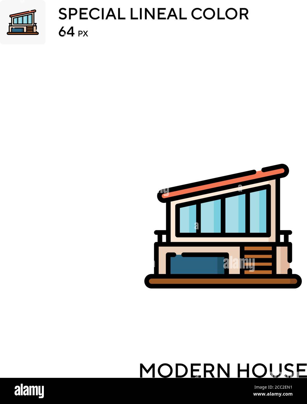 Modern house Special lineal color vector icon. Modern house icons for ...