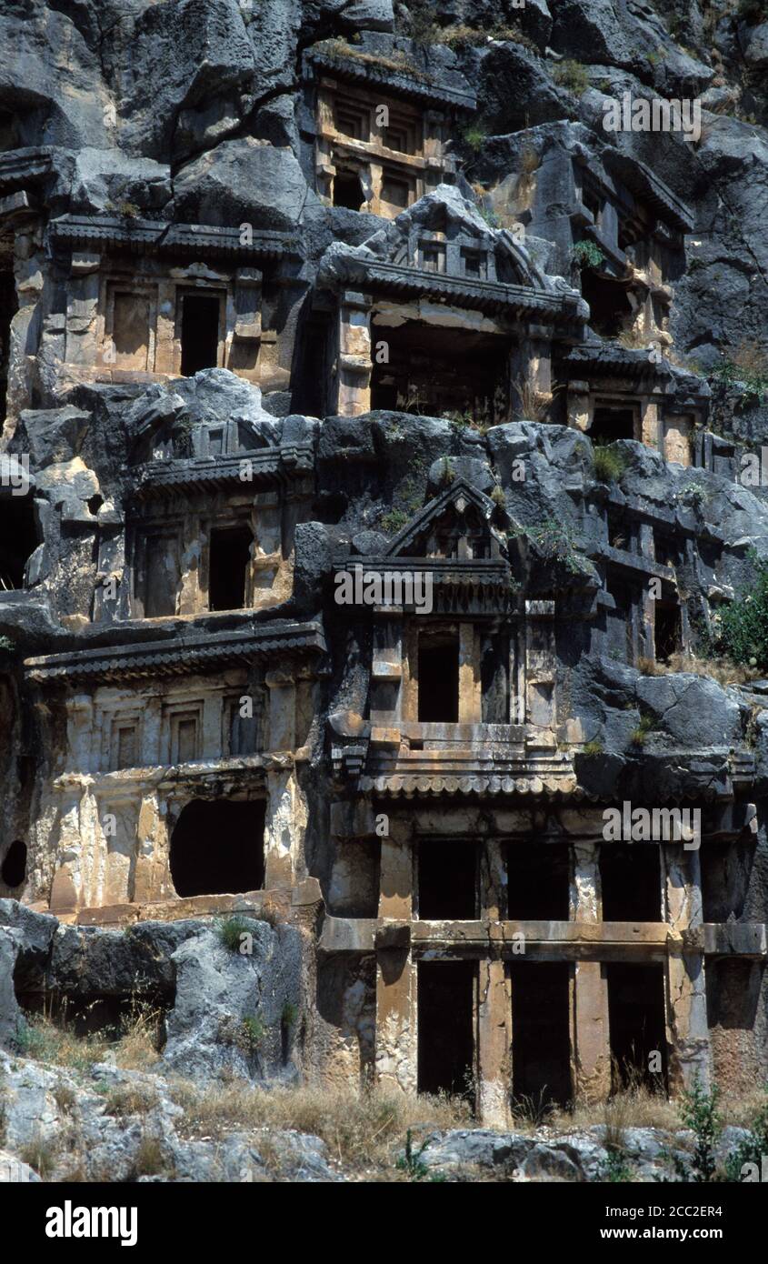 Rock cut tombs in Myra, Turkey Stock Photo - Alamy