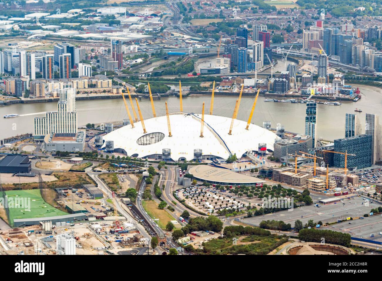 Horizontal aerial view of the O2 arena, formerly the Millennium Dome in ...