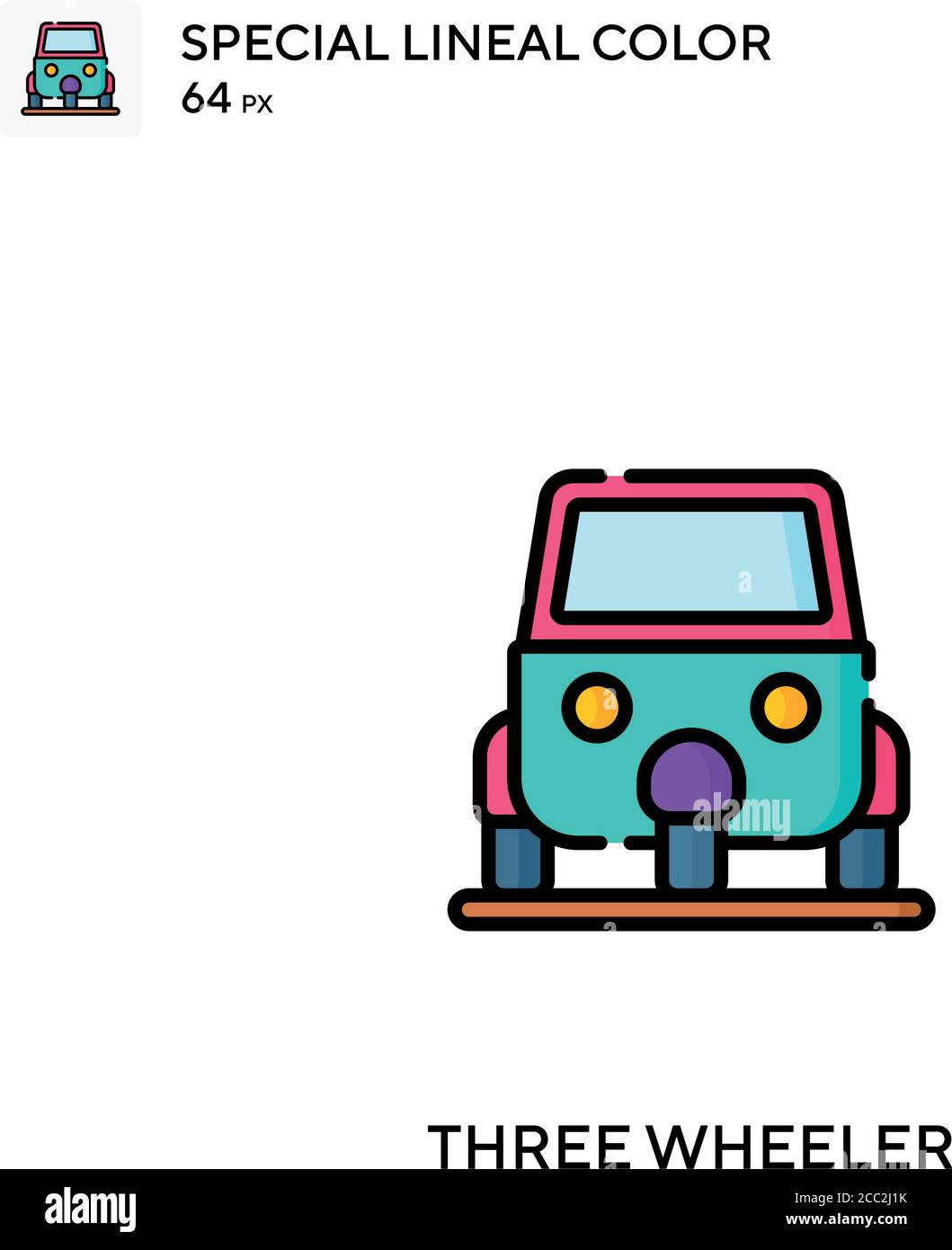Three wheeler Special lineal color vector icon. Three wheeler icons for ...