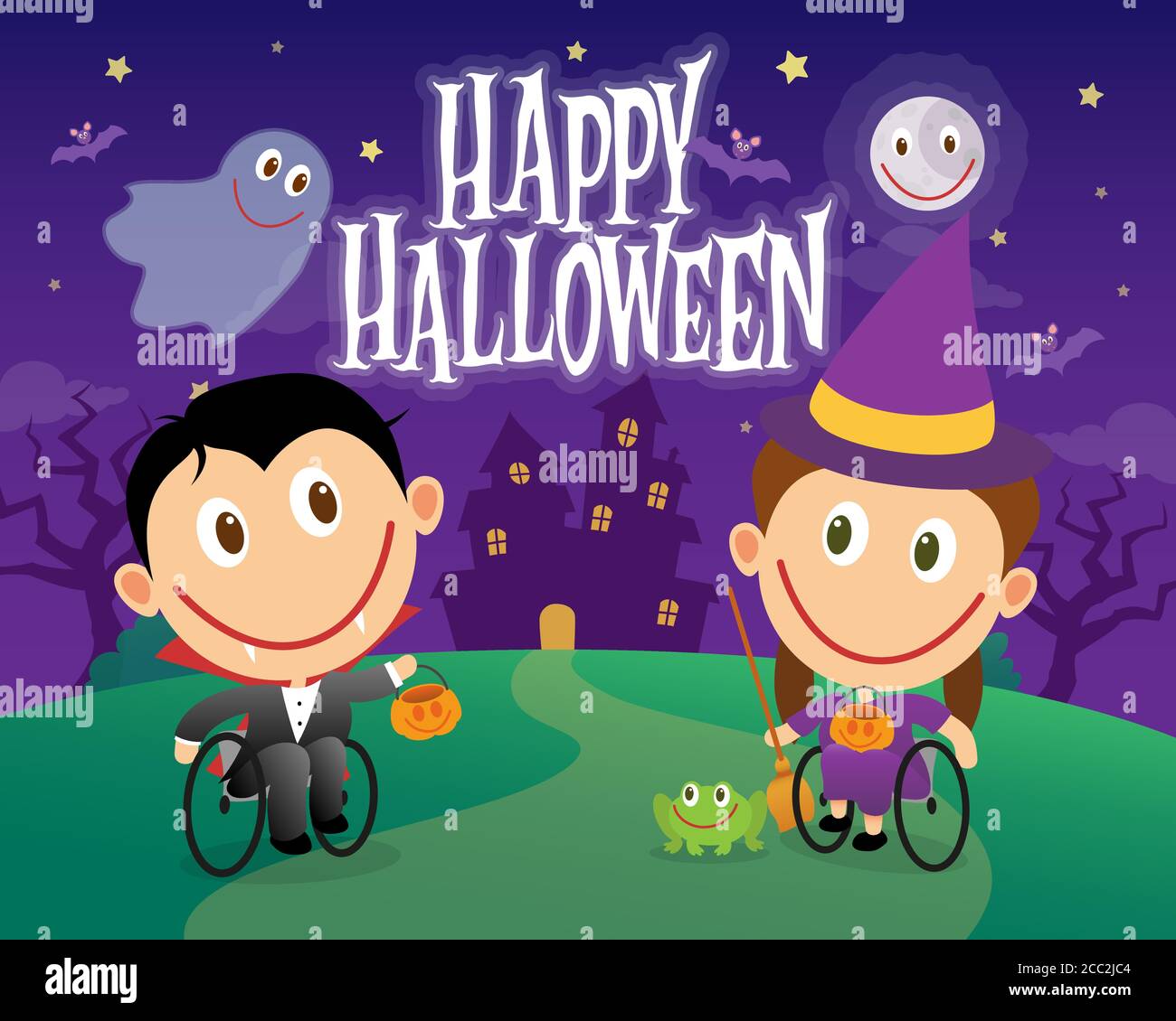 Wheelchair children on halloween costumes. Disabled children dressed as ...