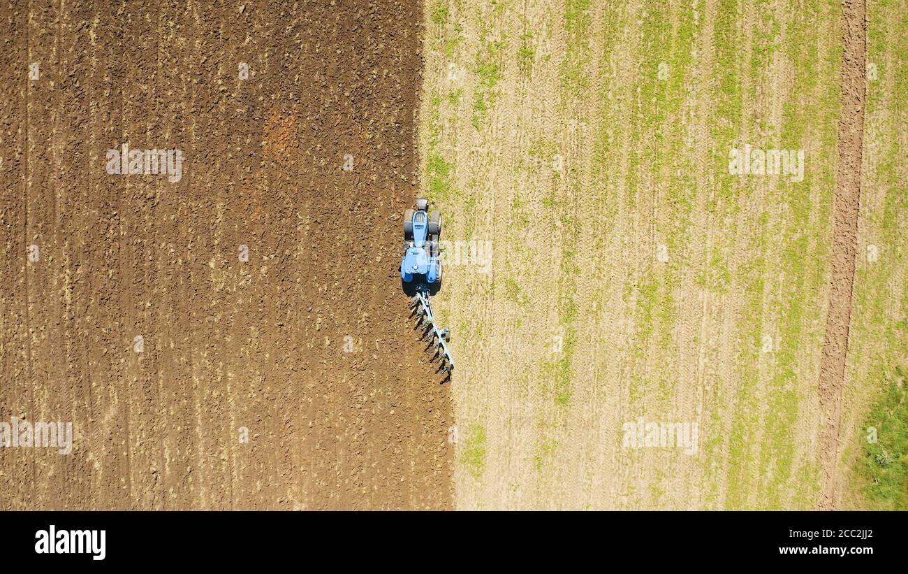 Beautiful overhead shot of contrasting farm fields Stock Photo - Alamy