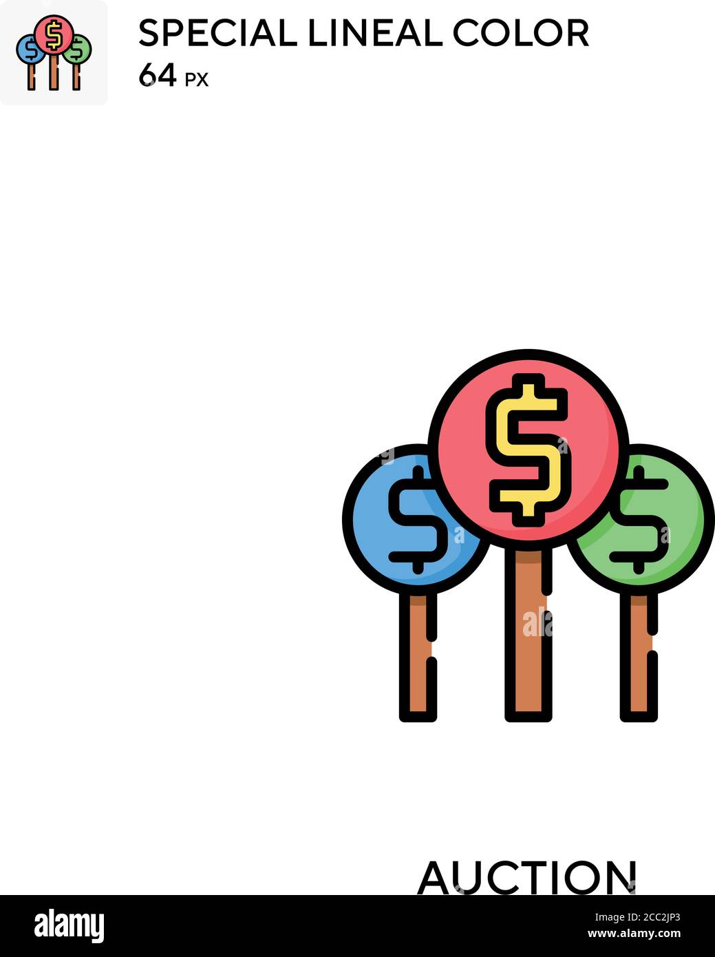 Auction Special lineal color vector icon. Auction icons for your ...