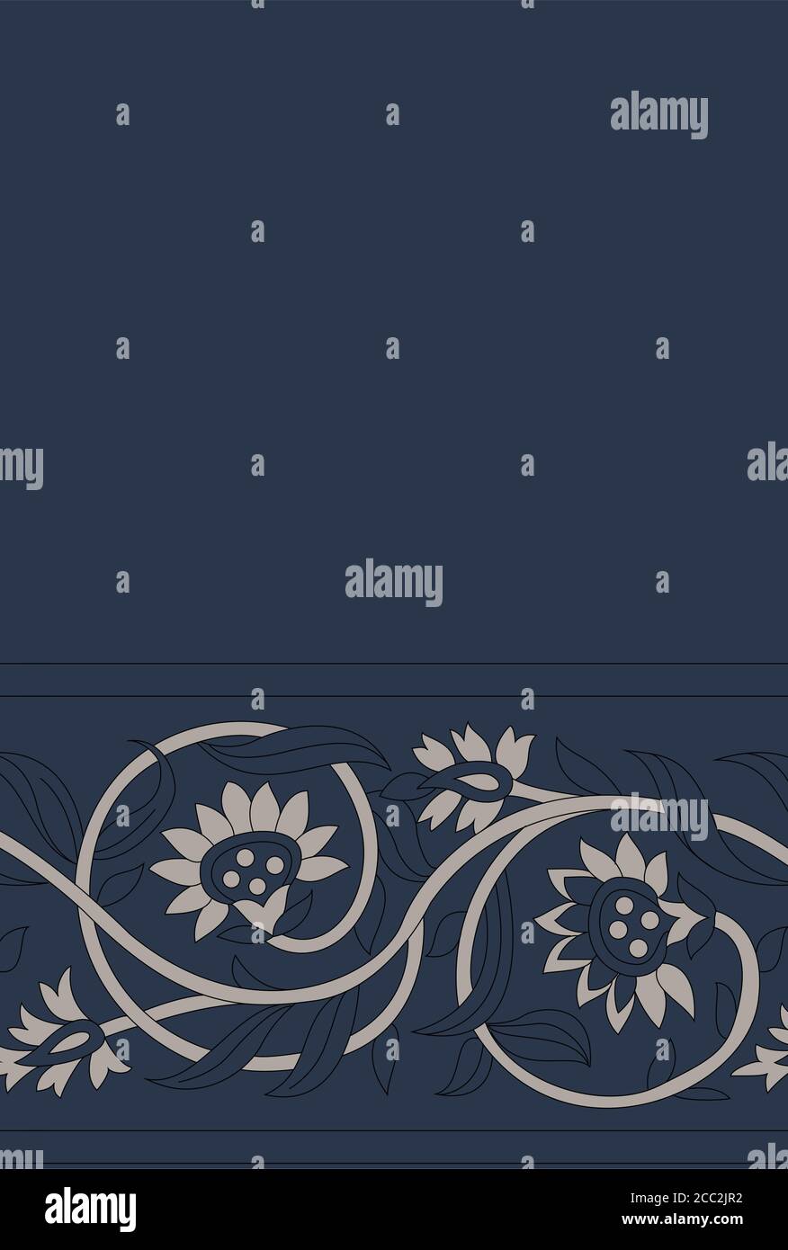 cute floral border pattern on navy background Stock Vector Image & Art ...