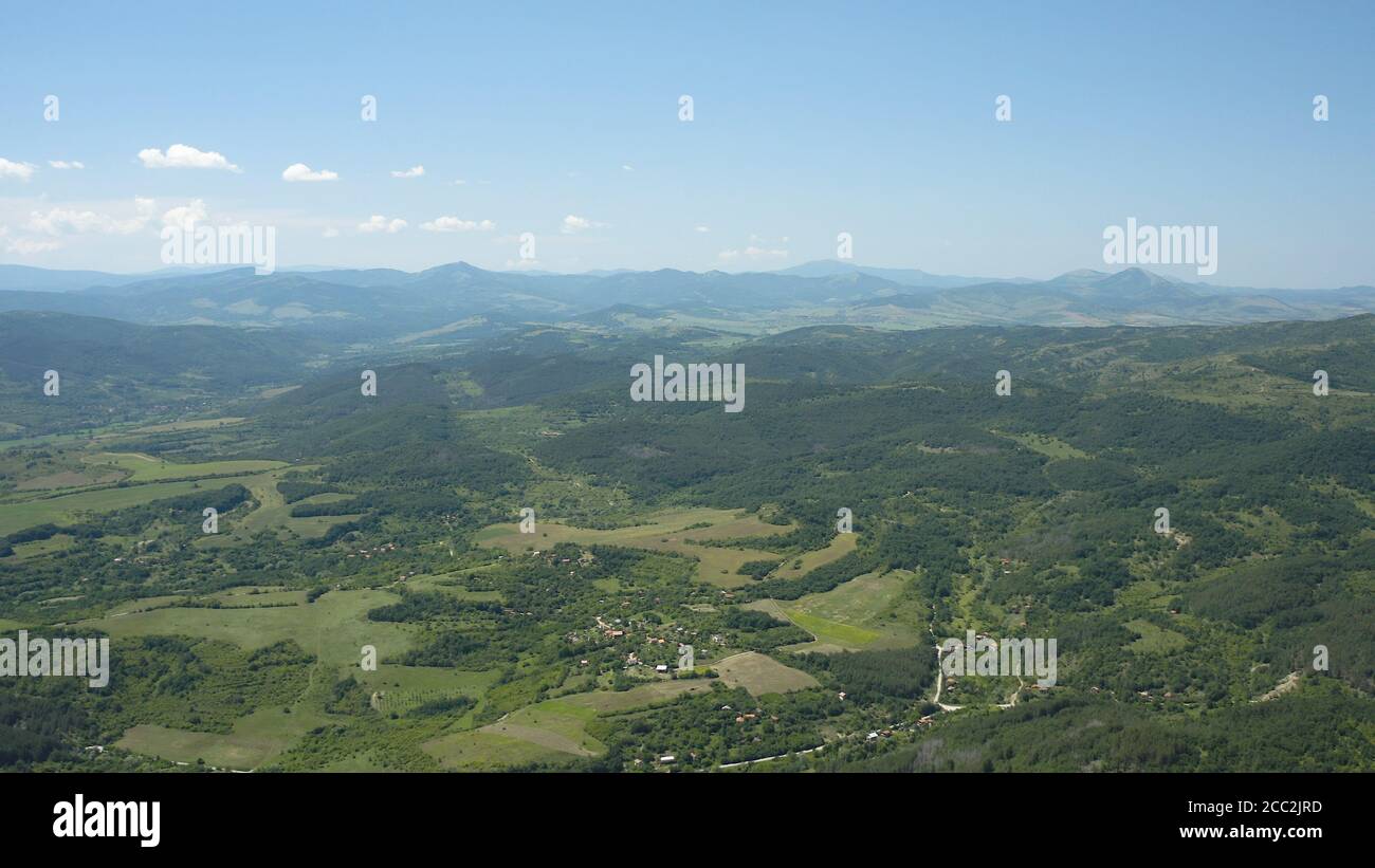 Aerial shot of a beautiful landscape with clouds in the distance Stock ...