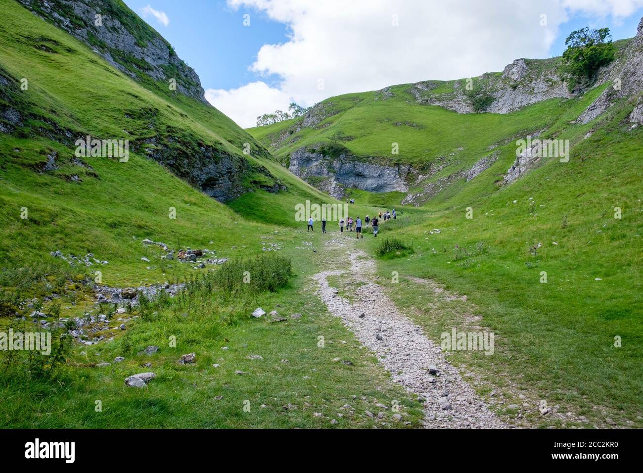 The Limestone Way through Cave Dale, Castleton in the Derbyshire Peak ...