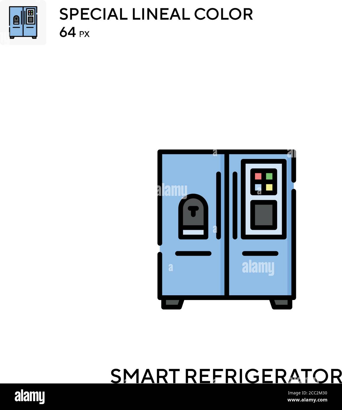 Smart refrigerator Special lineal color vector icon. Smart refrigerator ...