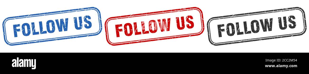 follow us square isolated sign set. follow us stamp Stock Vector Image ...