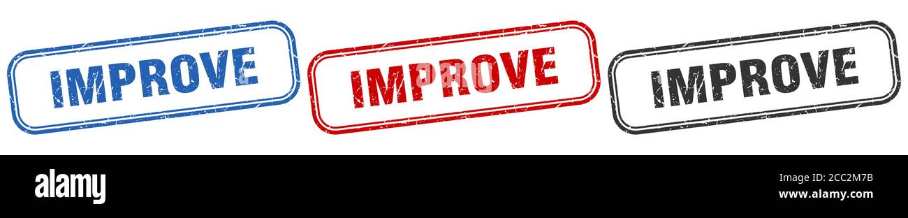improve square isolated sign set. improve stamp Stock Vector Image ...