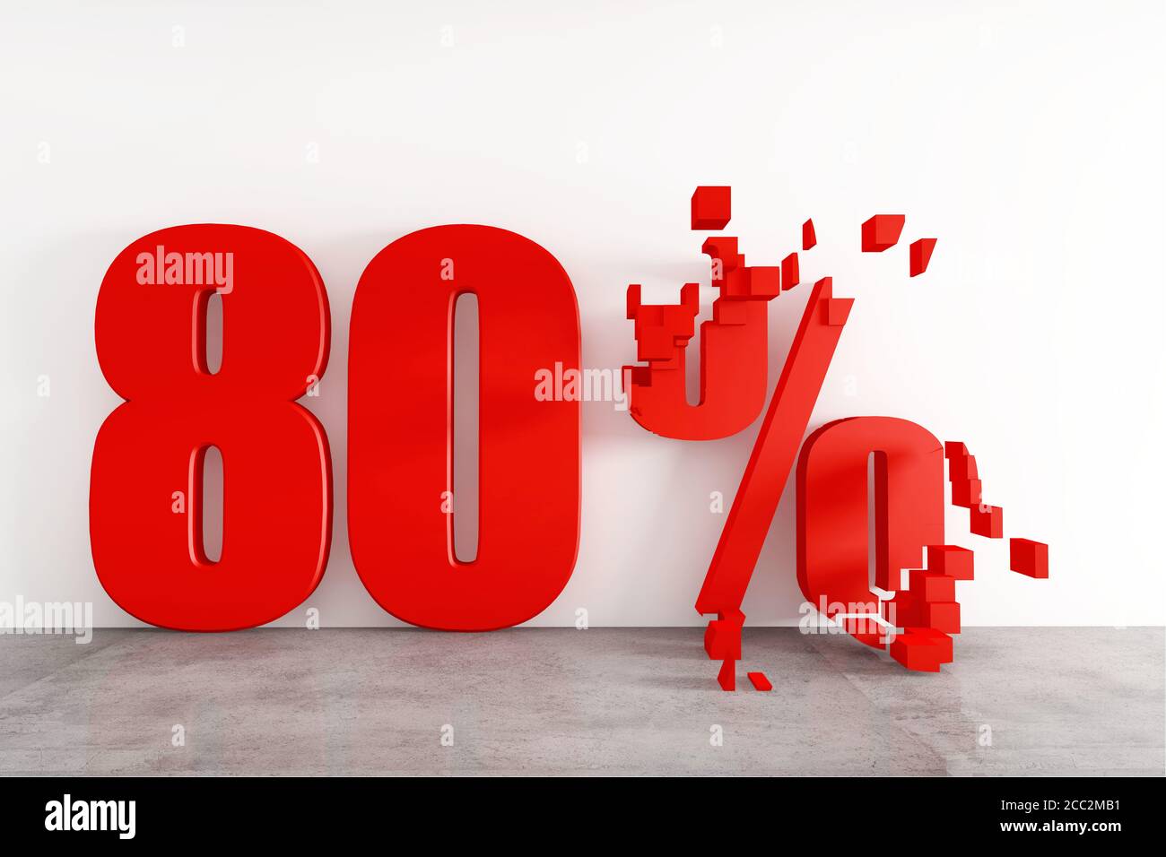 3D rendering of eighty percent red icon on white background Stock Photo ...