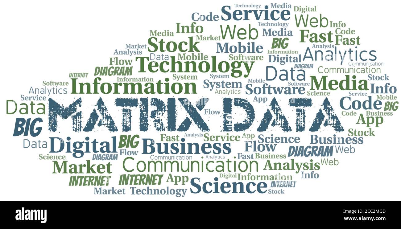 Matrix Data vector word cloud, made with the text only Stock Vector ...
