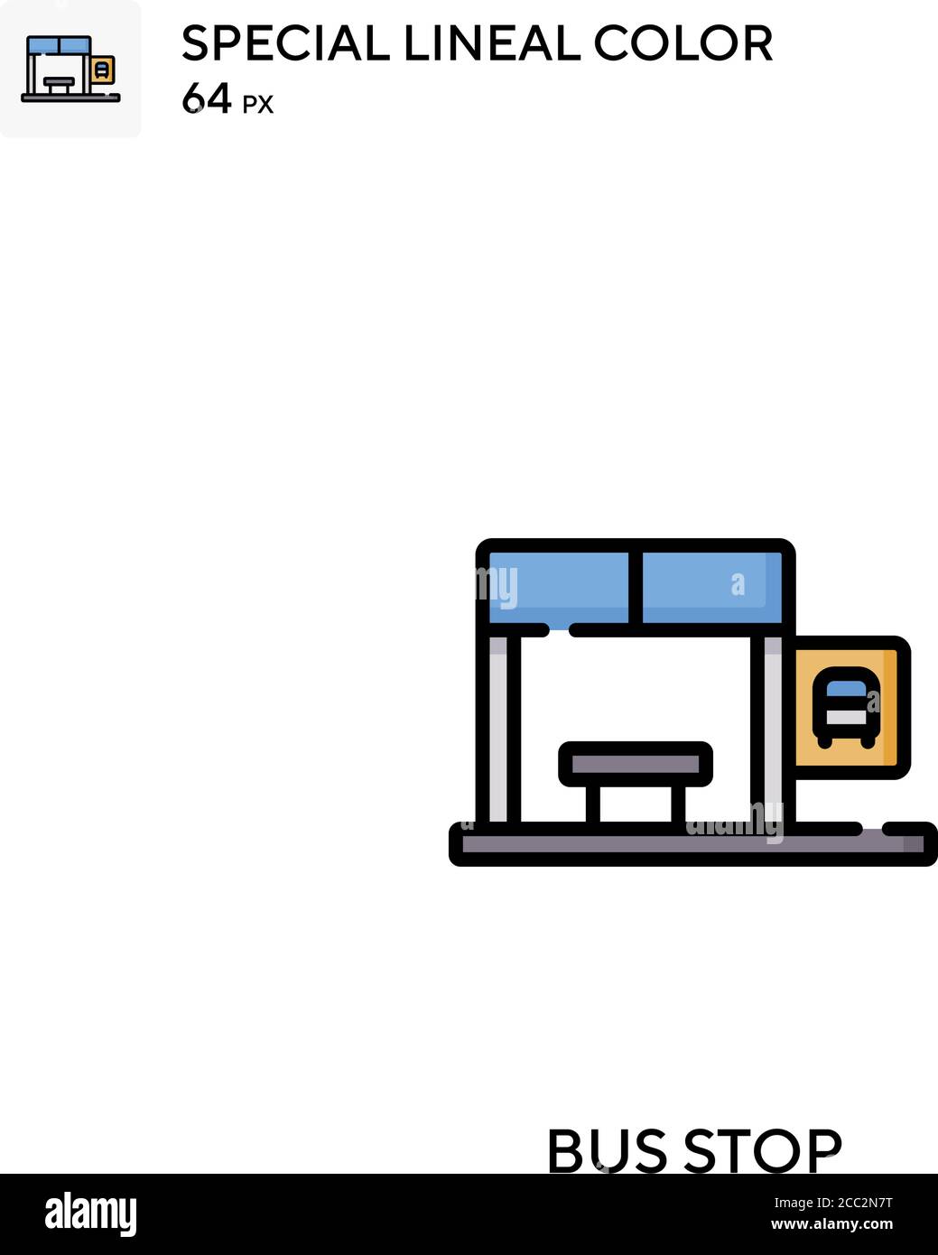 Bus stop Special lineal color vector icon. Bus stop icons for your ...