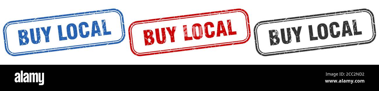 buy local square isolated sign set. buy local stamp Stock Vector Image ...