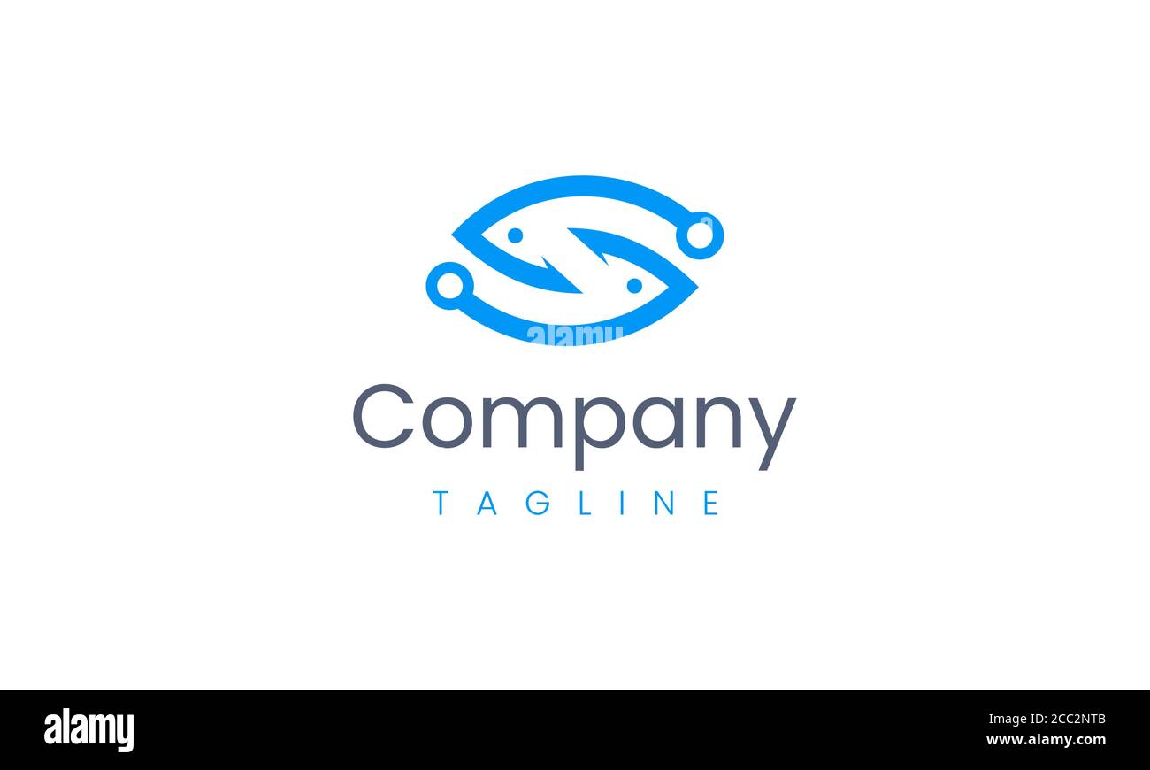 Creative logo design template of fishing rod shape fish Stock Vector ...