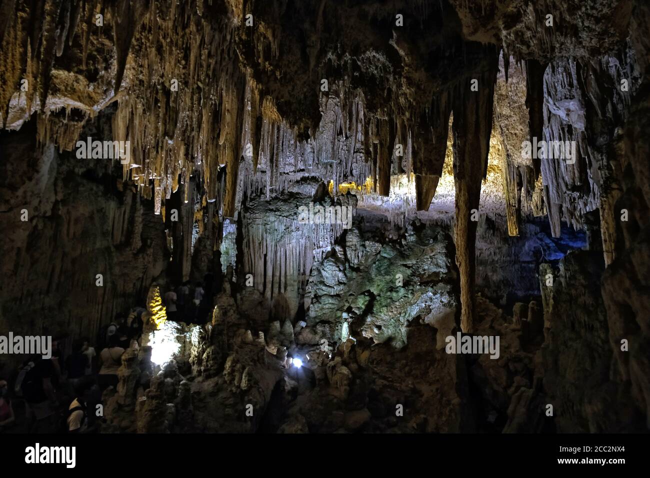 Interior view of the spectacular Neptune's grotto near Alghero, Italy ...