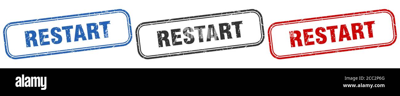 restart square isolated sign set. restart stamp Stock Vector Image ...