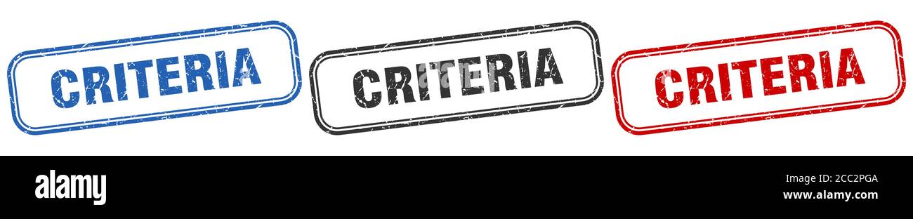 criteria square isolated sign set. criteria stamp Stock Vector Image ...