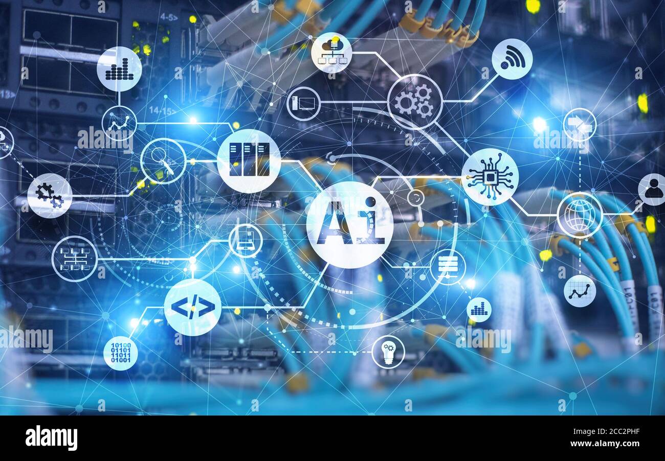 Artificial Intelligence. AI. Infographic illustration on fantastic ...