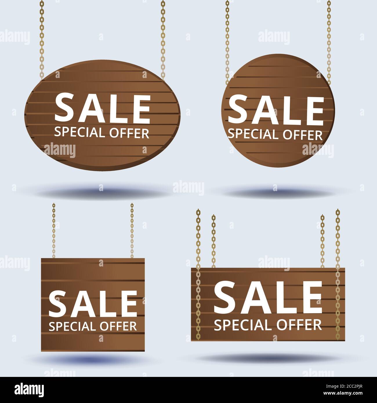 Set of woden boards, wooden signs collection, set of wooden banners ...