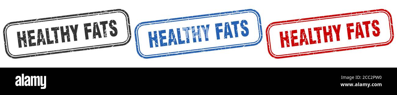 healthy fats square isolated sign set. healthy fats stamp Stock Vector ...