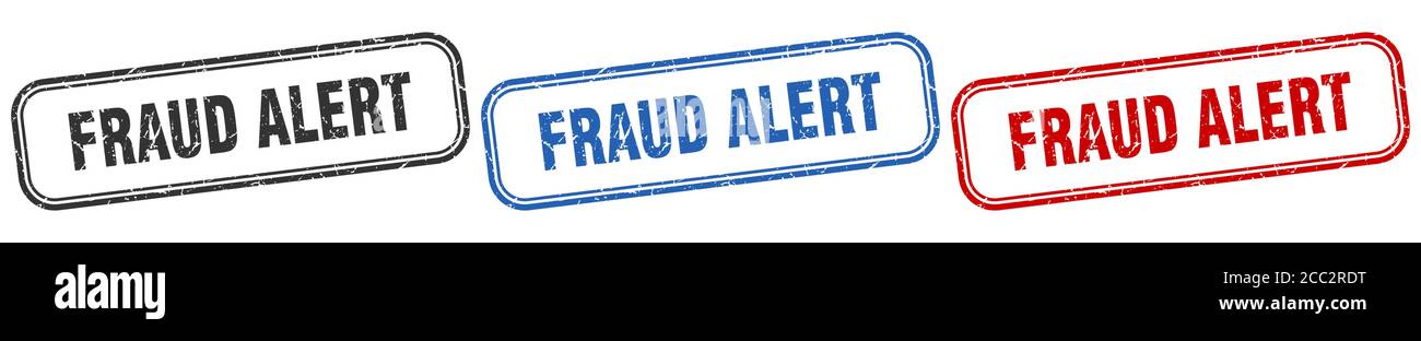 fraud alert square isolated sign set. fraud alert stamp Stock Vector ...