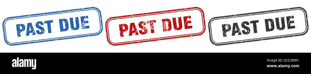 past due square isolated sign set. past due stamp Stock Vector Image ...