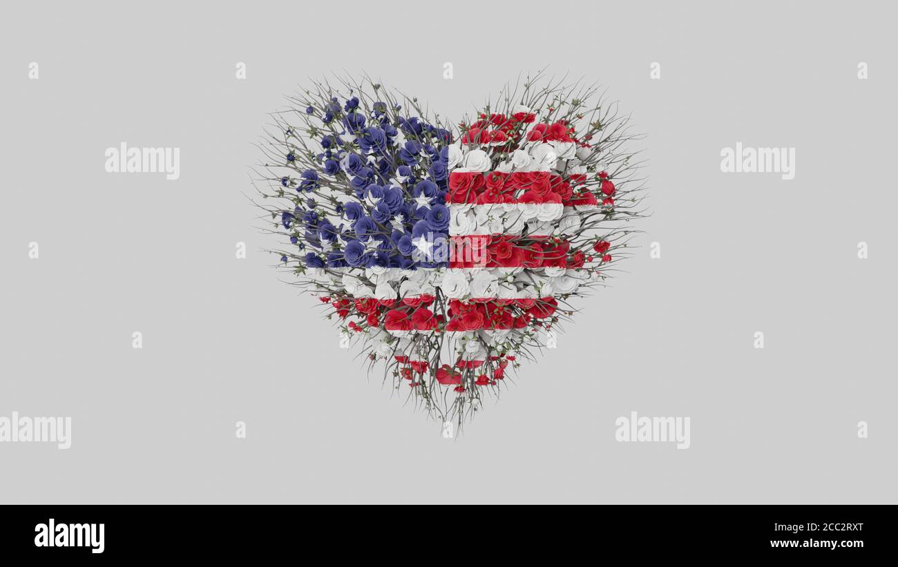 Independence day USA, 4th July. Independence Day. Heart shape made out ...