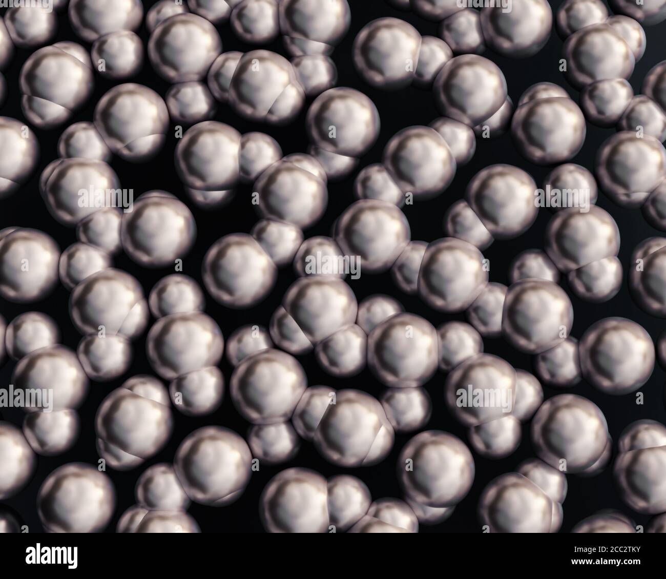 abstract silver molecules from spheres, mercury concept, 3d render ...