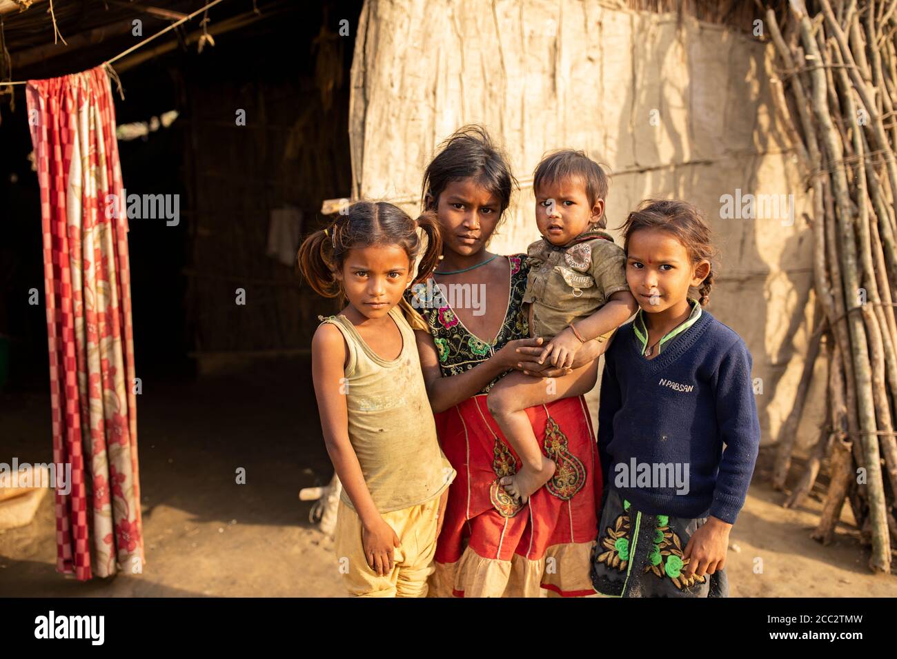 Left to right: Rinki Kumari (5), Shiva Musahar (18 months), Punam ...