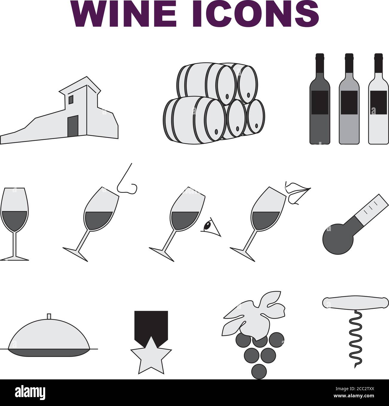 set of some wine icons on white background Stock Vector Image & Art - Alamy