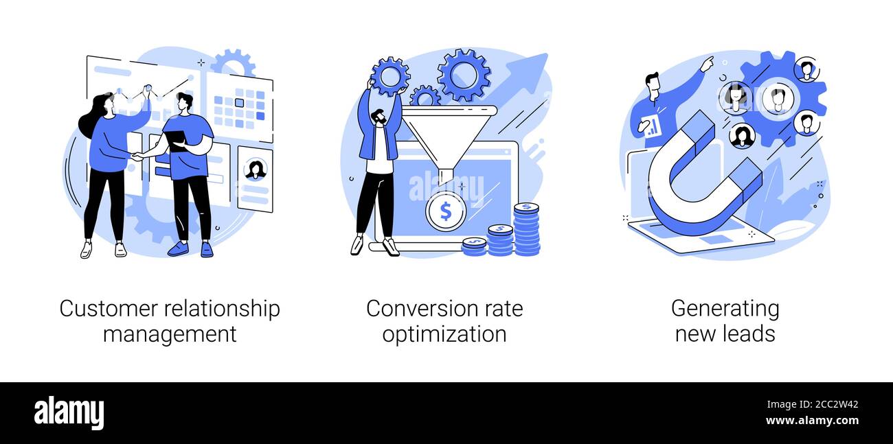 CRM lead management abstract concept vector illustrations Stock Vector ...