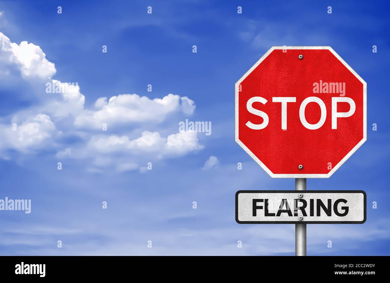 Stop Flaring of Gas - roadsign message Stock Photo - Alamy