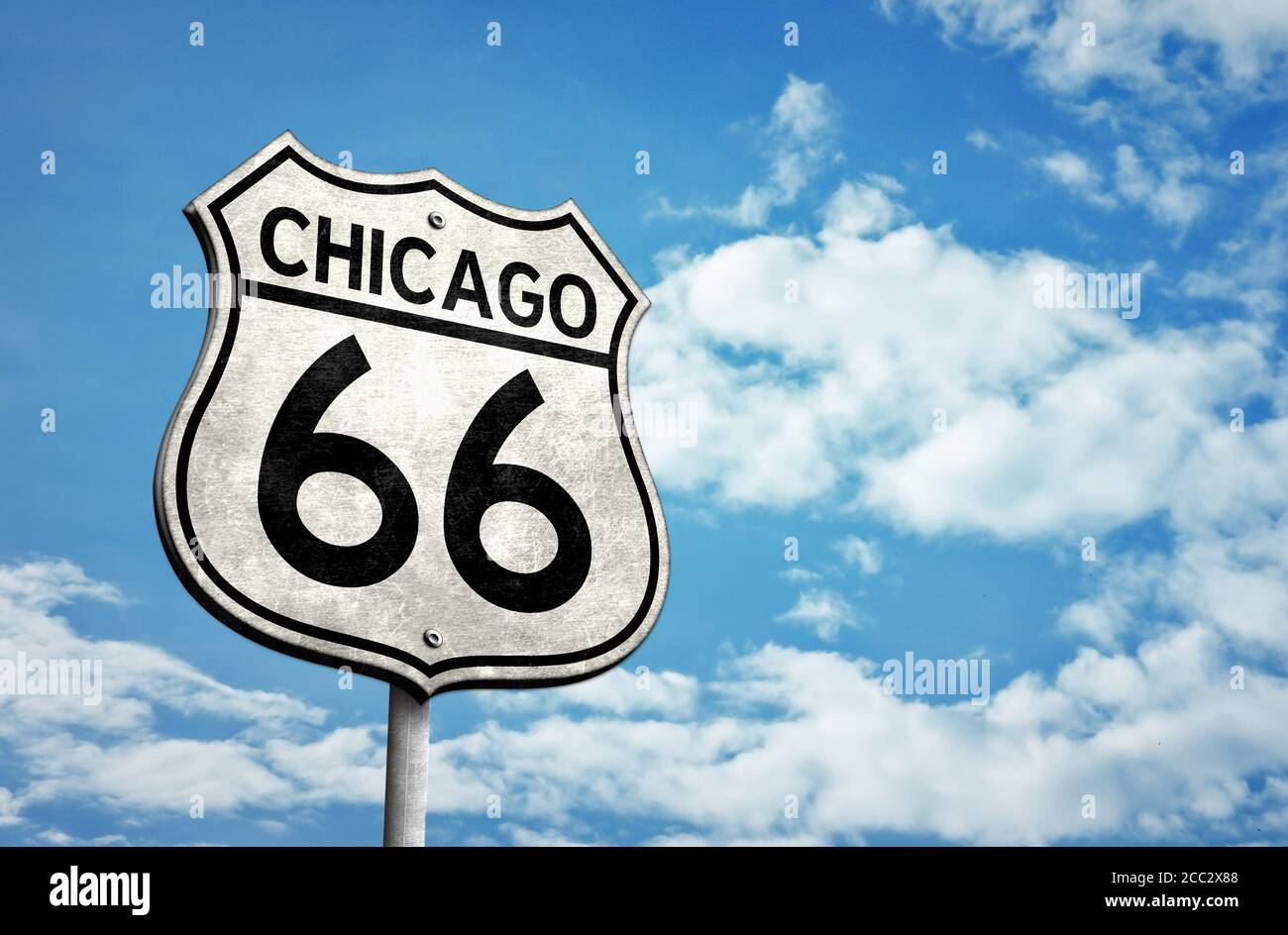 Route 66 beginning in Chicago roadsign Stock Photo - Alamy
